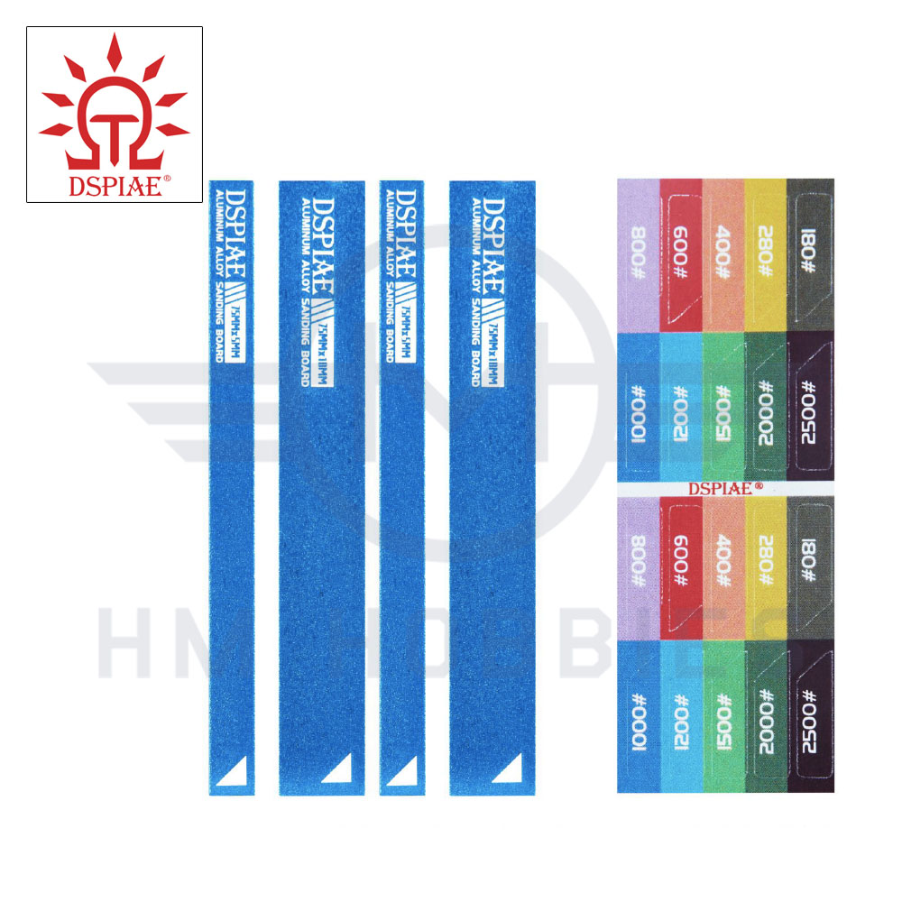 Aluminium Small Sanding Board Set with Stickers Blue DSPIAE - HM Hobbies
