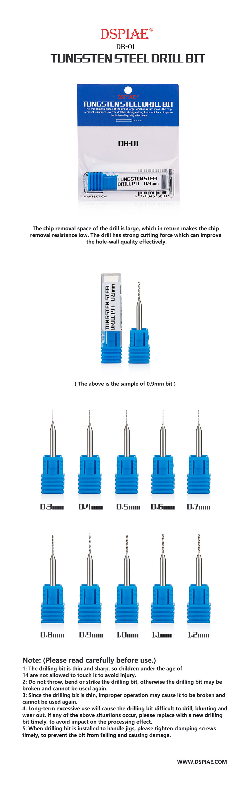 0.3mm - 3.0mm Tungsten Steel Drill Bit DSPIAE - HM Hobbies