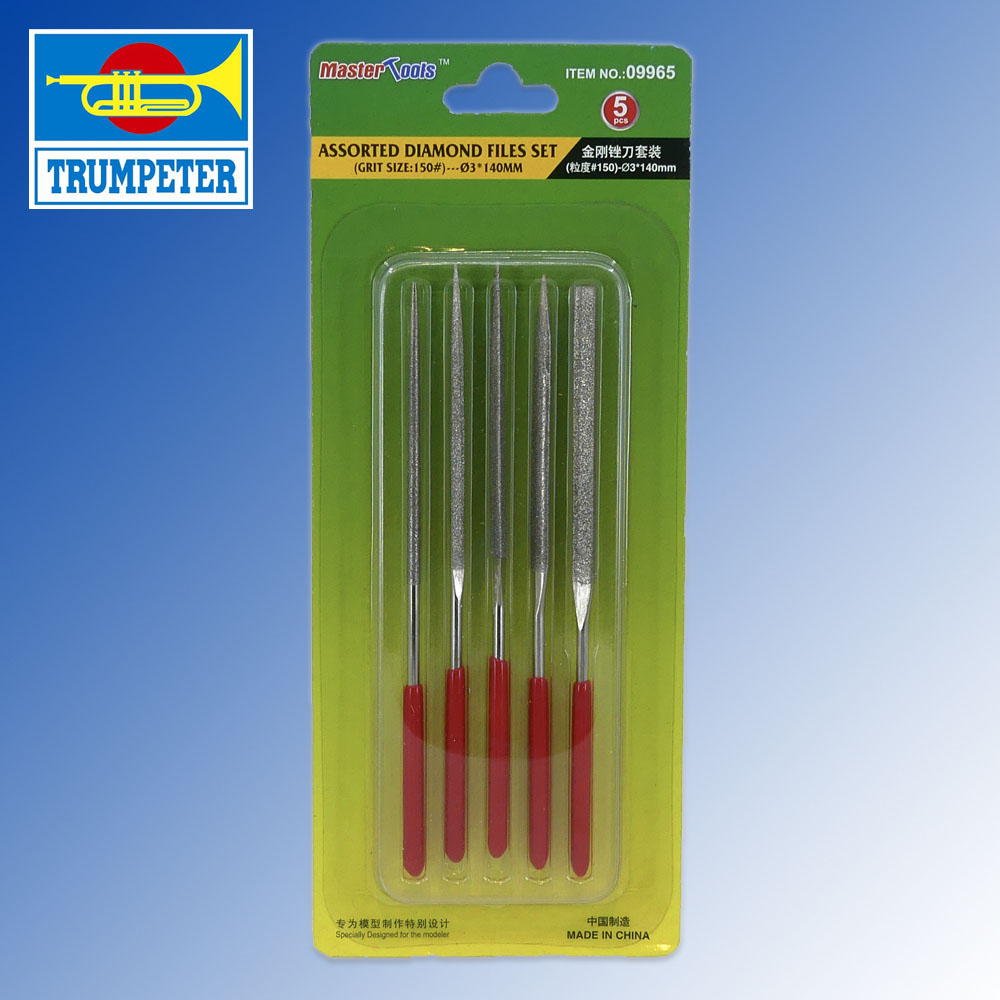Assorted Diamond Needle Files 5pcs Trumpeter Tools - HM Hobbies